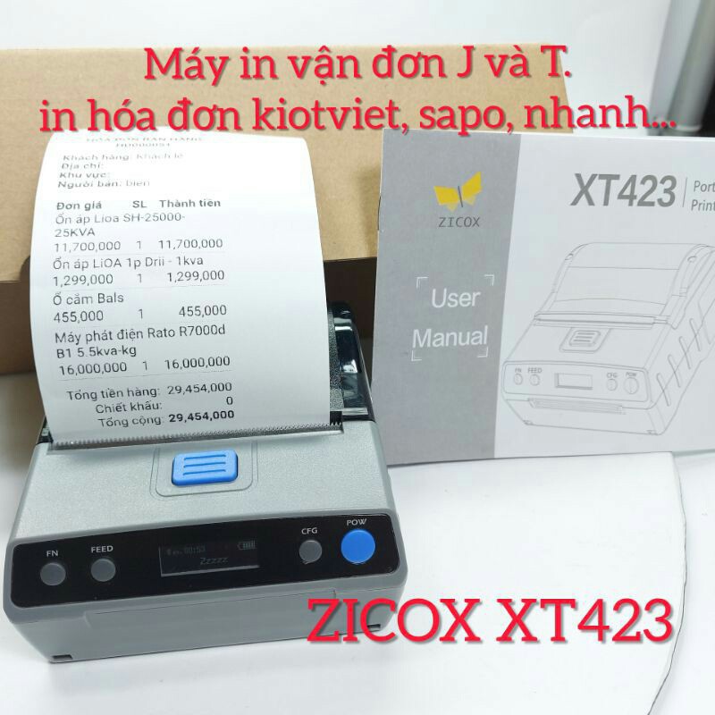 Máy in bluetooth ZICOX TX423 in hóa đơn kiot viet,sapo,loyvesy pos ...