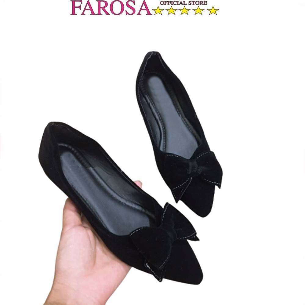 Giày bệt búp bê nữ nữ mũi nhọn FAROSA phối nơ nhung xinh xắn êm chân mã ...