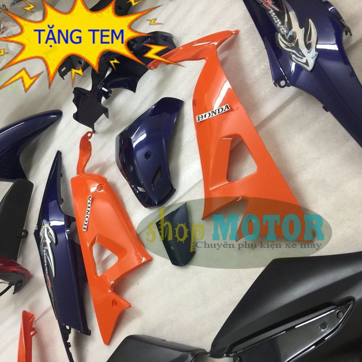 Dàn áo xe Wave S100, Wave RS, Wave Anpha [ĐẦY ĐỦ TEM XE]-màu TÍM CAM ...