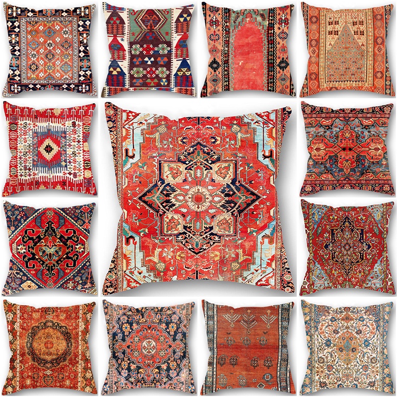 Vỏ gối sofa vải lanh họa tiết thổ cẩm phong cách vintage độc đáo ...