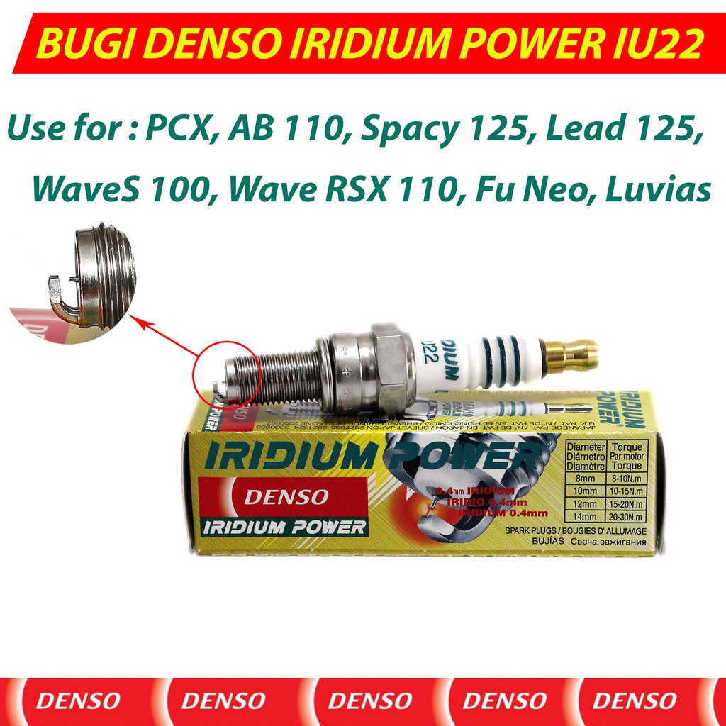 Bugi Denso Iridium IU 22 ( PCX, AB 110, Spacy 125, Lead 125, WaveS 110 ...
