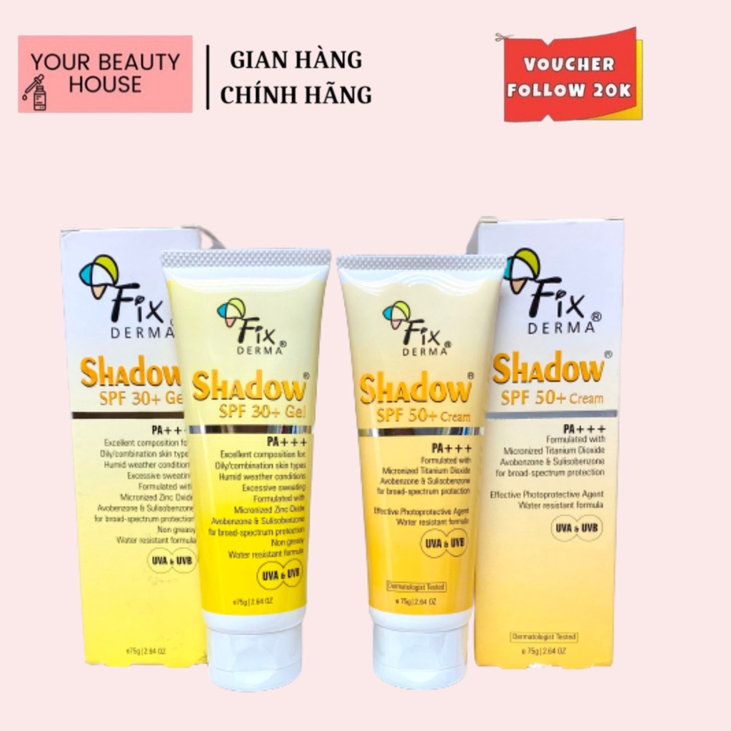 [FIXDERMA] KEM CHỐNG NẮNG SHADOW SPF 50+ & SPF 30+ | Shopee Việt Nam
