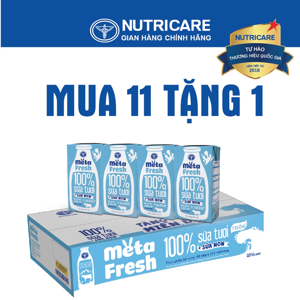 Sữa tươi Nutricare Meta Fresh Ít Đường (110ml) | Dinh dưỡng cho trẻ mỗi ngày - Mua 11 lốc tặng 1 ...