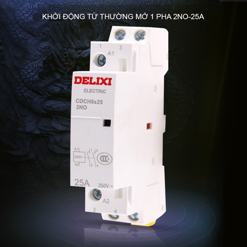 Khởi động từ 1 pha 25A, 2 cổng thường đóng 2NC hoặc 2 cổng thường mở ...