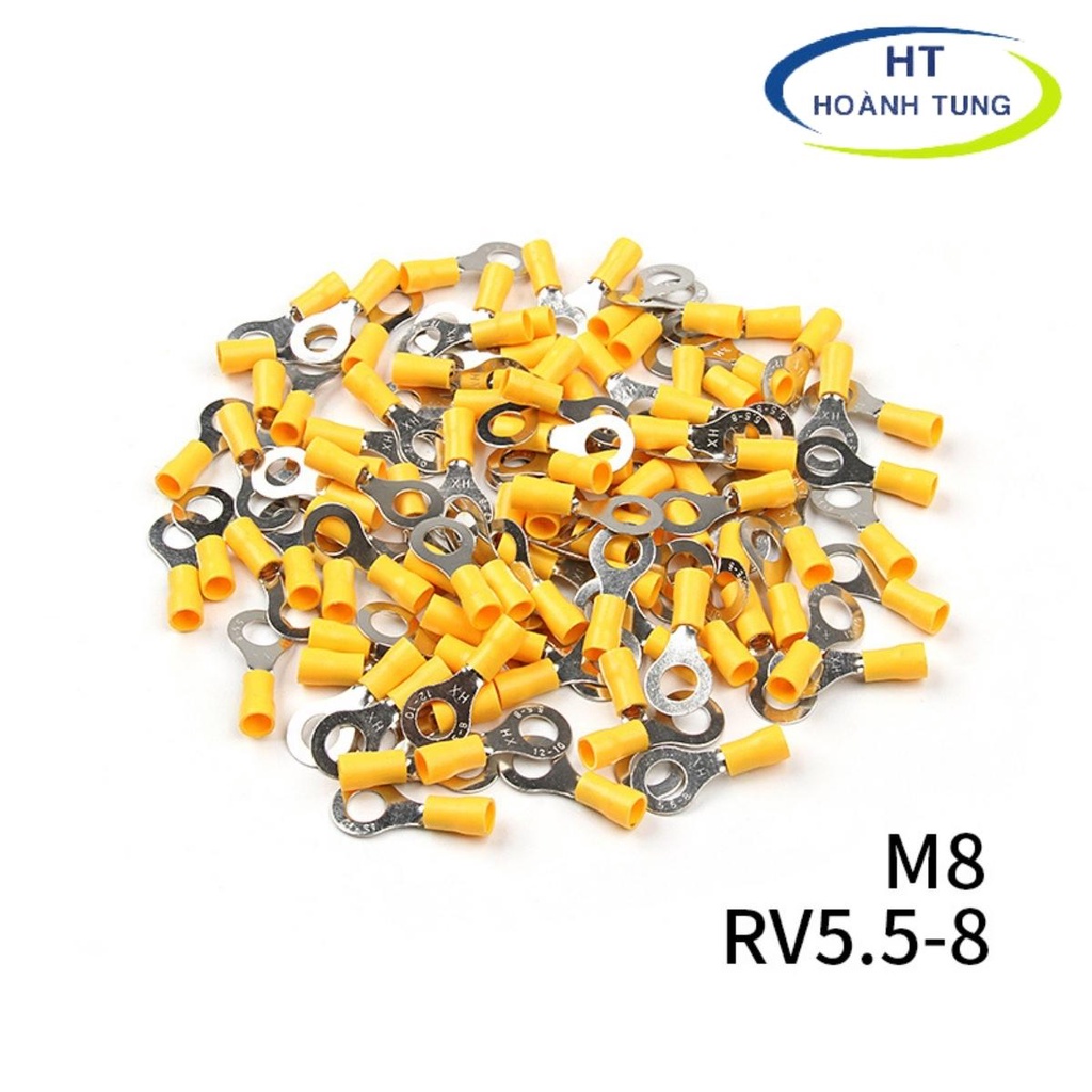 Đầu cose tròn RV5.5-6, RV5.5-8, RV5.5-10, RV5.5-12 (100 cái), đầu cốt bọc nhựa đồng vàng mạ ...