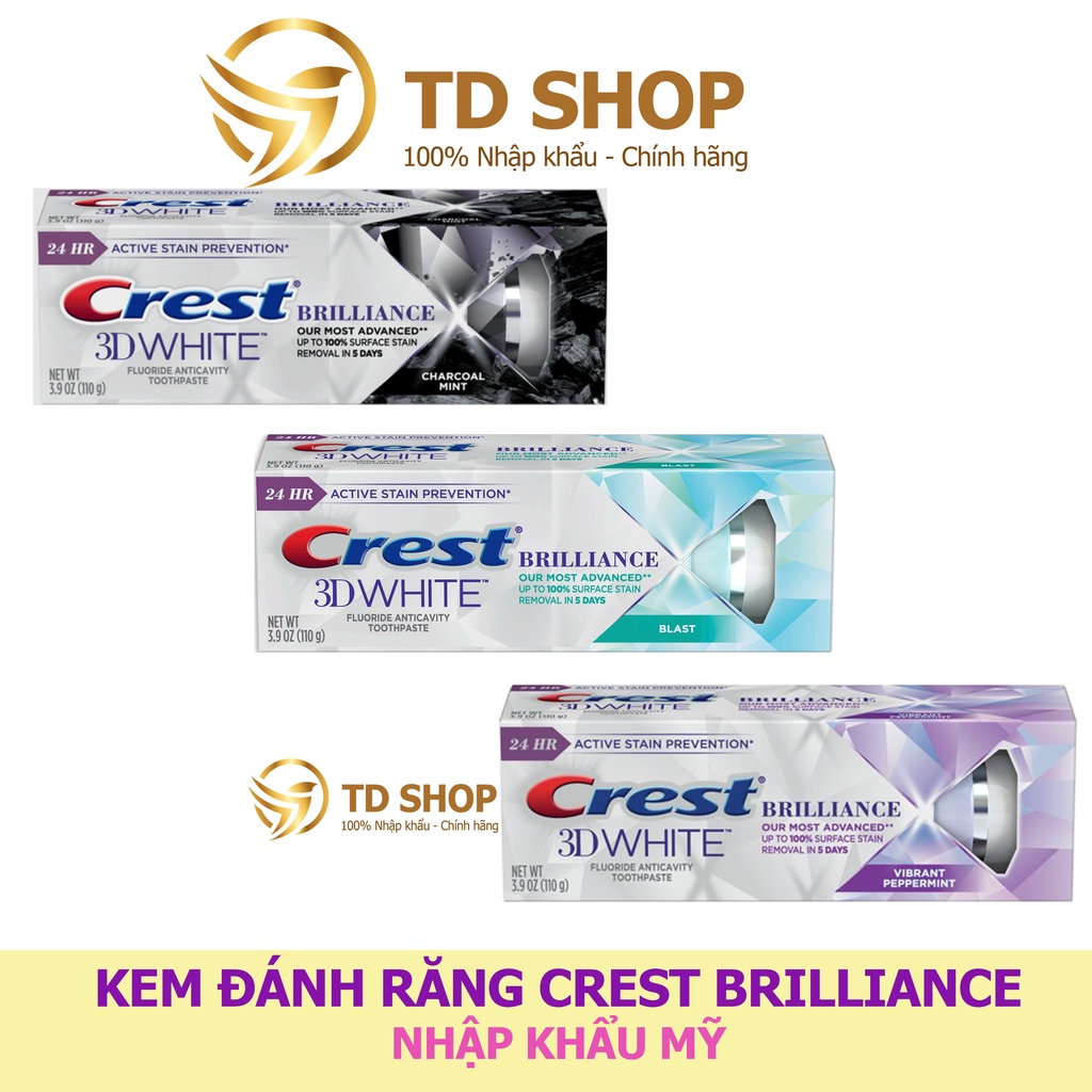 [NK Mỹ] Kem đánh răng Crest 130g 3D White Brilliance Peppermint I Blast ...