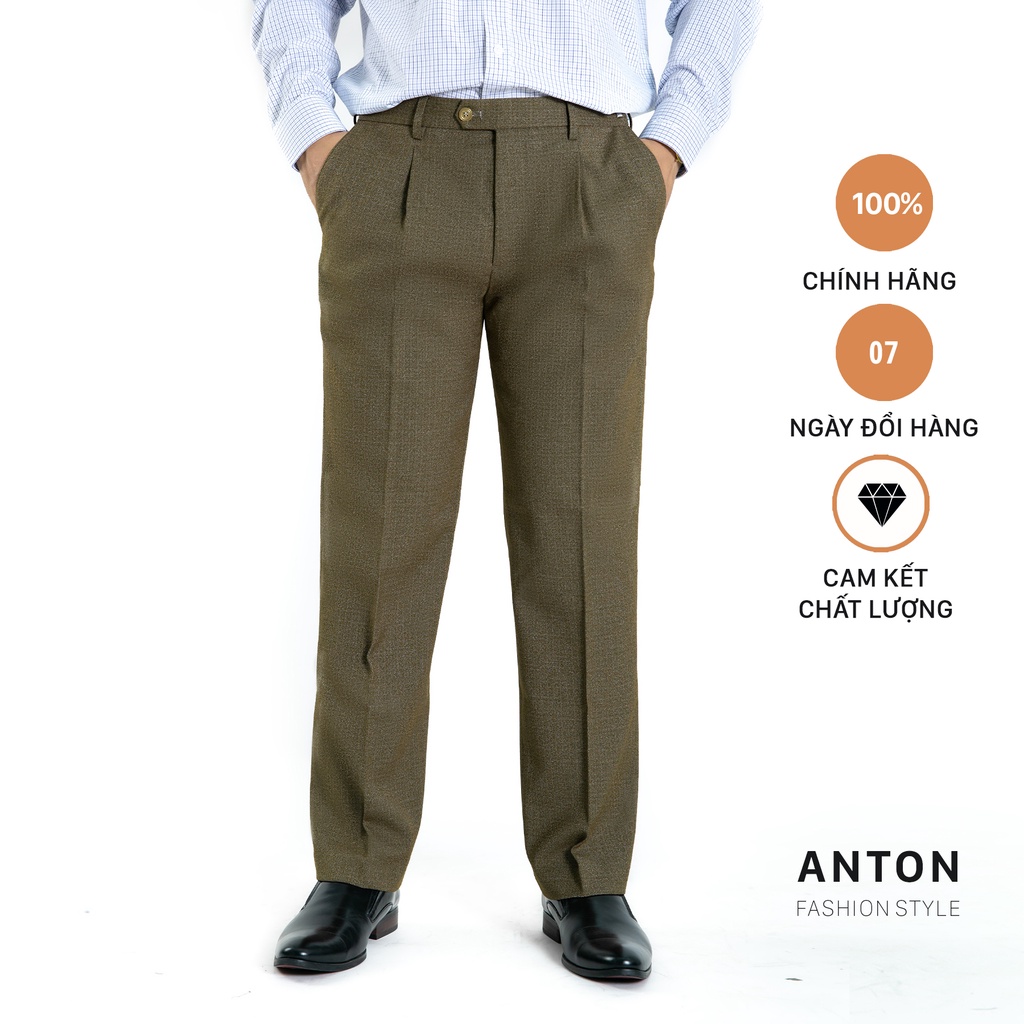 Quần Âu Nam Dáng Rộng Công Sở Trung Niên Anton Somianton Xếp Ly Màu Nâu ...