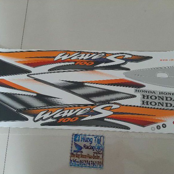Bộ tem xe WAVE S 100 đời 2003 màu cam đen hàng thái | Shopee Việt Nam