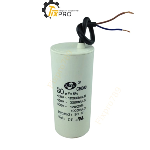 Tụ khởi động CBB60 1.5uF - 350uF 450V SENJU màu trắng loại xịn | Shopee ...