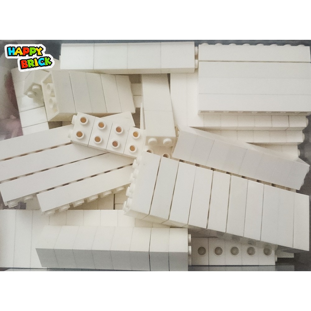 Phụ kiện Lego : Combo 280 mảnh gạch lẻ màu trắng ( có hình chi tiết số ...
