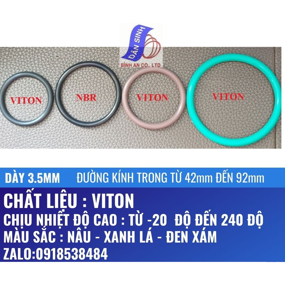 Dày 2mm, Đường kính trong Từ 44mm đến 105mm ,Gioăng VITON/FKM chịu ...