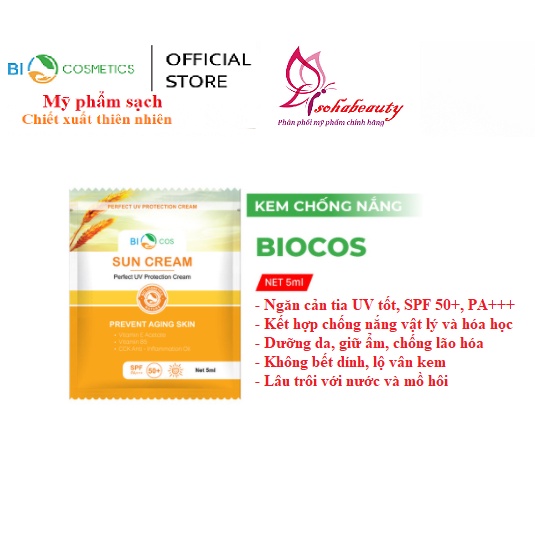 [Chính hãng] Kem Chống Nắng BioCos Sun Cream 5ml - Dưỡng Ẩm, Ngăn Ngừa ...