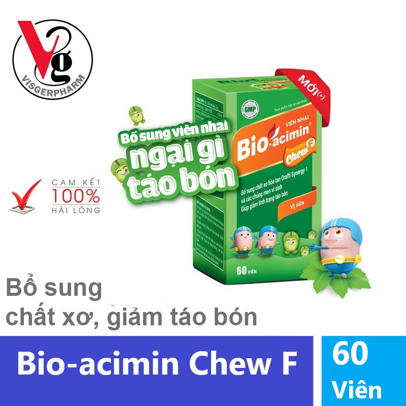 Bio-acimin Chew F – Viên nhai bổ sung chất xơ và men vi sinh (Lọ 60 ...