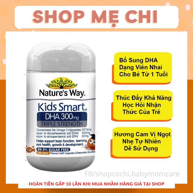 Viên Nhai Nature's Way Kids Smart DHA 300mg Triple Strength Tăng Cường ...