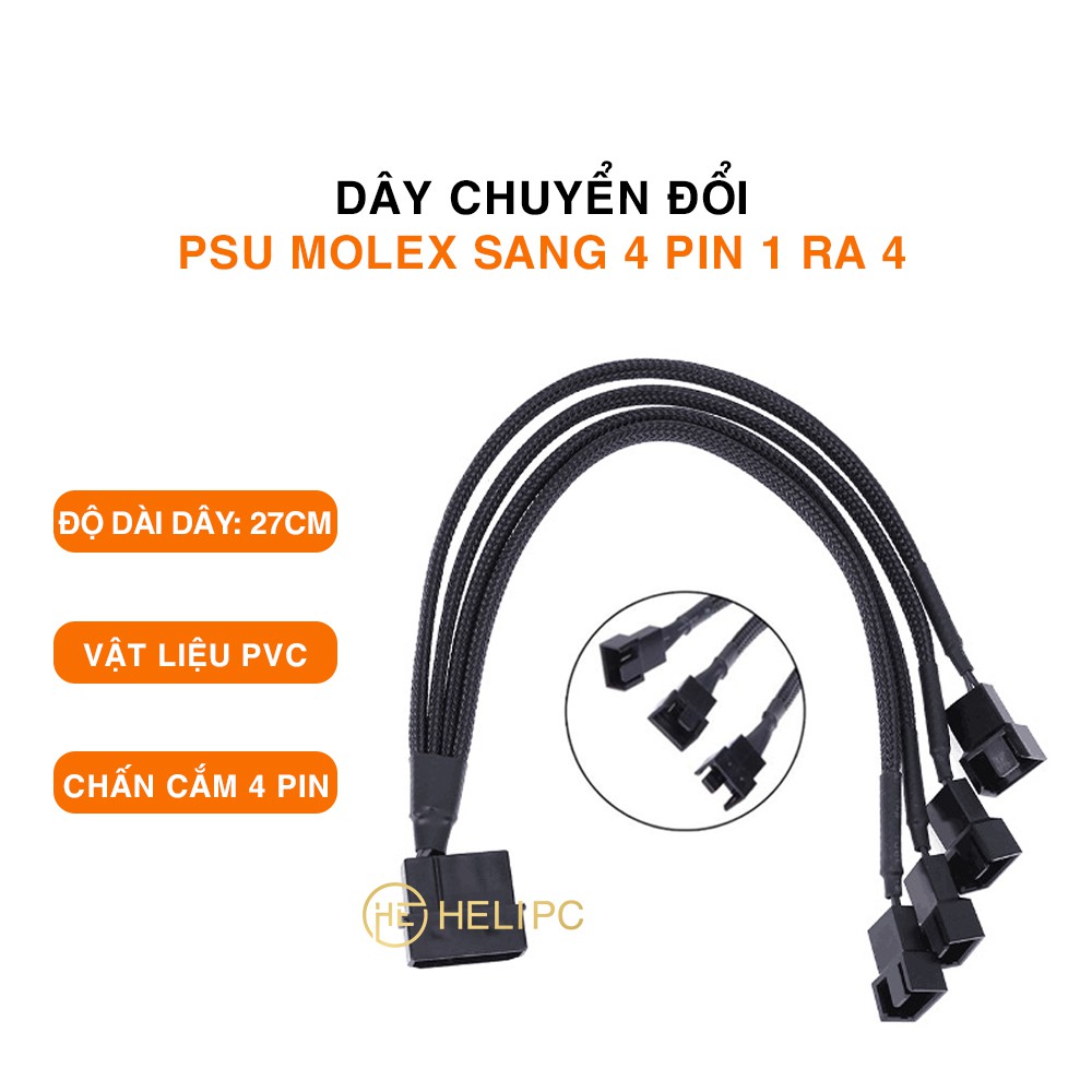 Dây chuyển đổi PSU Molex sang 4 Pin 1 ra 4 cáp Molex sang 4 pin Fan ...