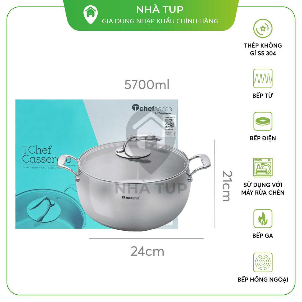 Nồi Tupperware T Chef Series Casserole 5.7L (nắp kính) | Shopee Việt Nam