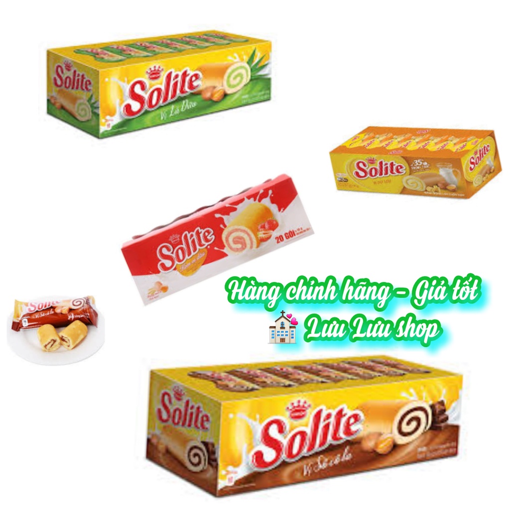 Bánh Bông Lan Solite Cuộn 2 Vị Lá Dứa Socola Hộp 20 Cái 18g Shopee