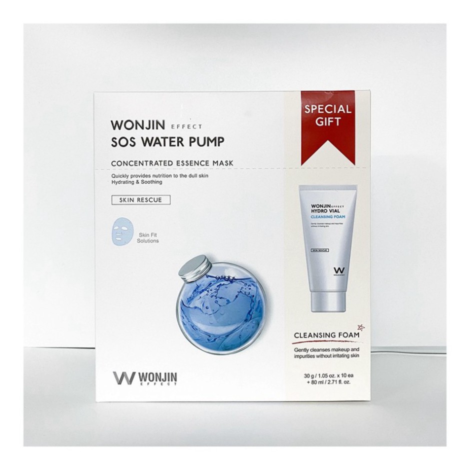 Mặt Nạ Dr.Wonjin Effect SOS Water Pump Concentrated Hộp 10 Miếng Kèm Sữa Rửa Mặt Hydro Vial 80ml ...
