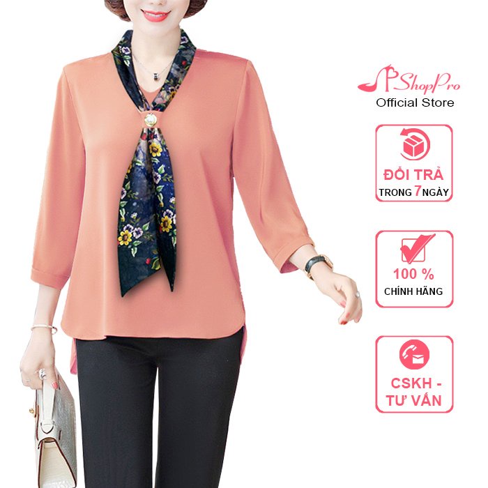 SHOPPRO - Áo Kiểu Trung Niên Giấu Bụng Bigsize Dạng Áo Kiểu Quý Bà Kèm ...