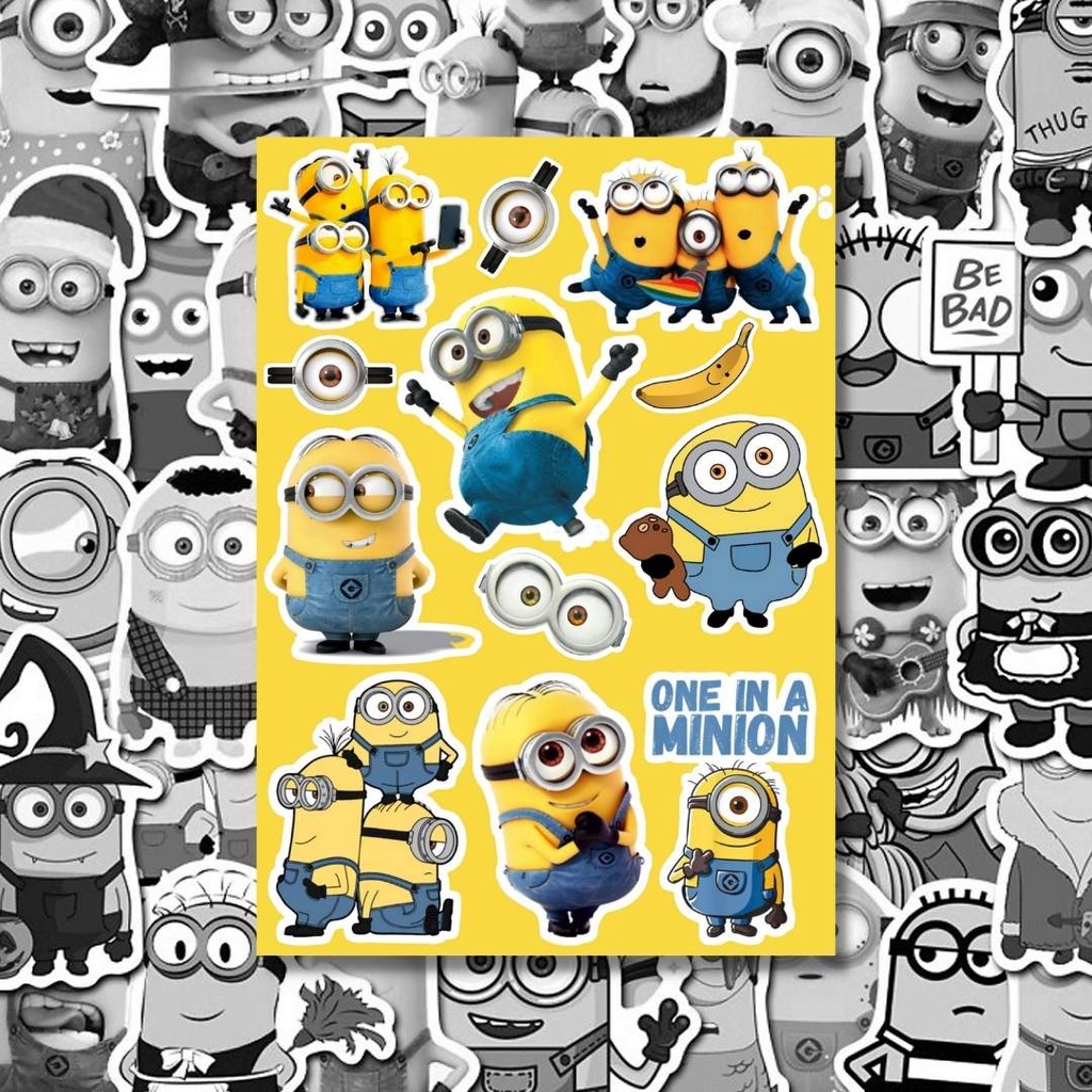 Set Sticker Minion - Loại Decal Chống Nước - Có Cán Bảo Vệ - Dán mũ ...