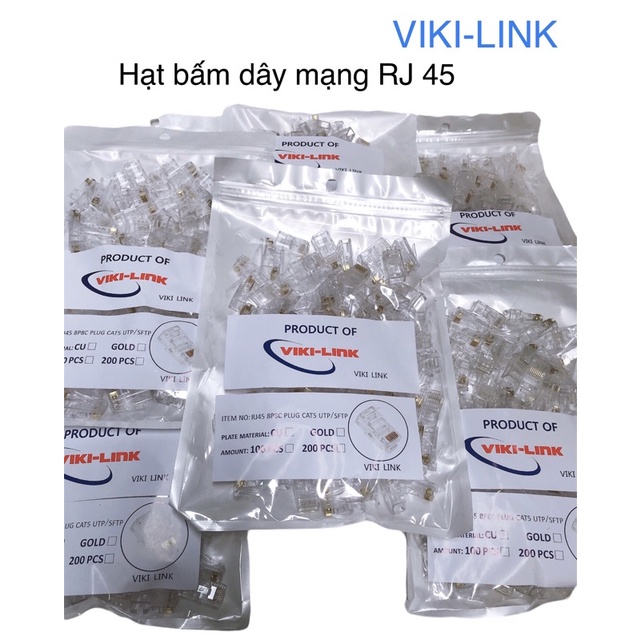 Đầu Bấm Dây Mạng,Hạt Bấm Dây Mạng VIKI-LINK Cat 5E Túi 100 Hạt Chân ...