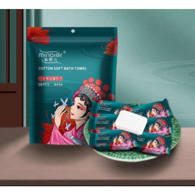 (MINAIER)Khăn nén rửa mặt dạng viên kẹo MINAIER chuẩn hàng nội địa TRUNG gói 20 viên khăn ...