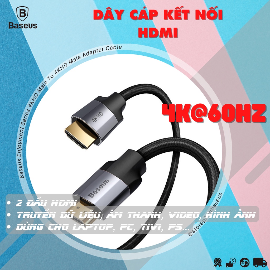 Cáp kết nối 2 đầu HDMI - Baseus Enjoyment Series 4KHD Male To 4KHD Male ...
