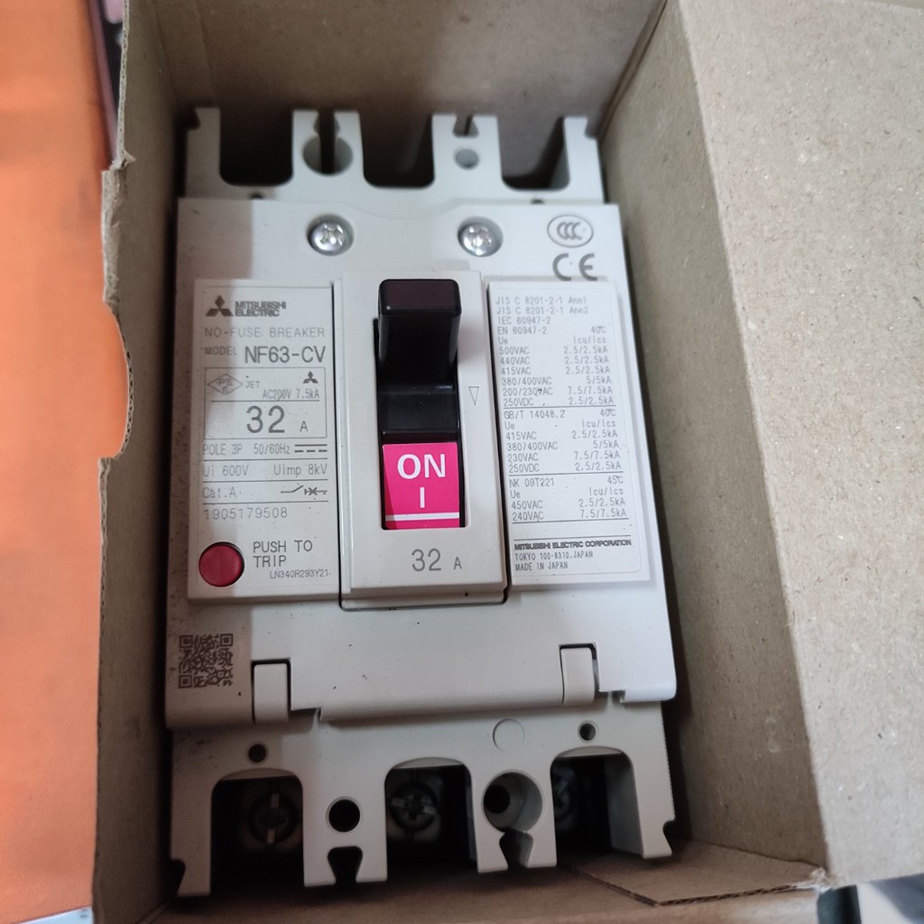 CB KHỐI MCCB Mitsubishi NF63-CV 3P 3A, 4A, 5A, 6A, 10A, 15A, 16A, 20A, 25A, 30A, 32A, 40A, 50A ...