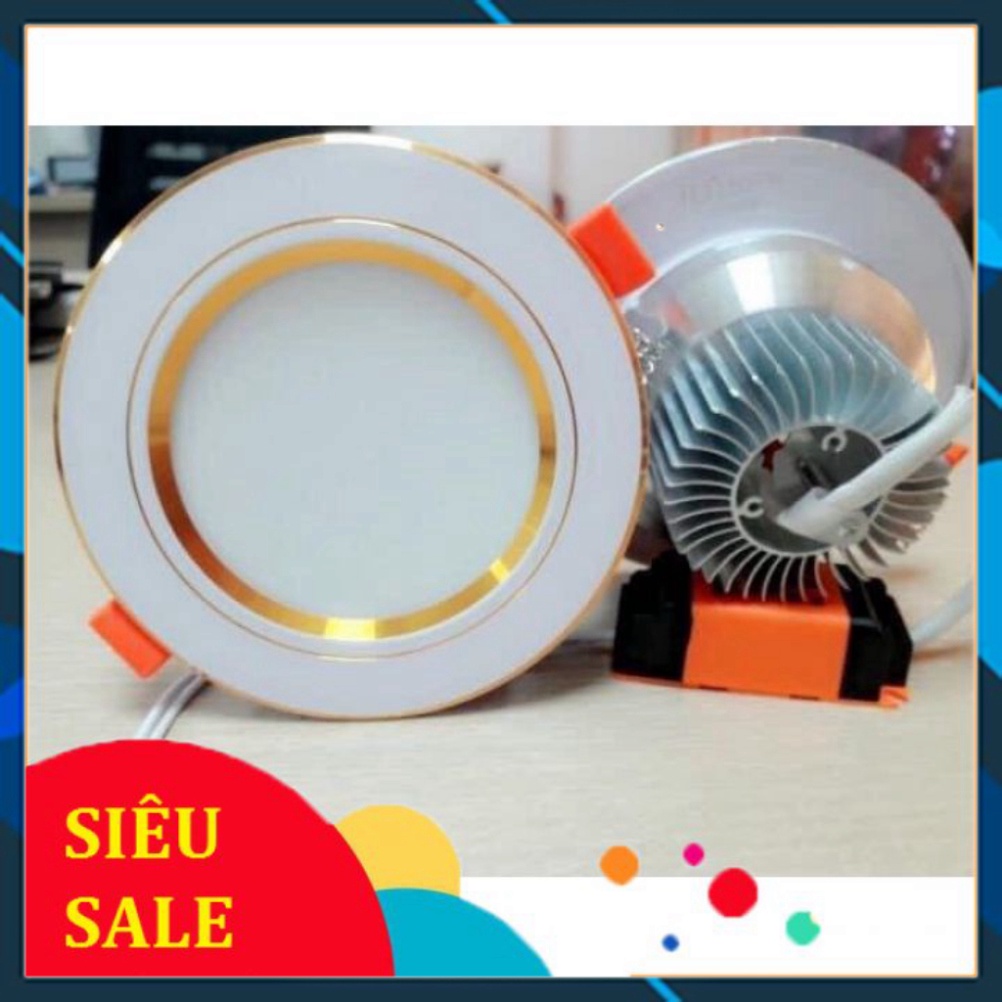 Đèn LED âm trần SUN LED đế tản nhiệt 3 chế độ màu,7w phi 90 viền vàng ...