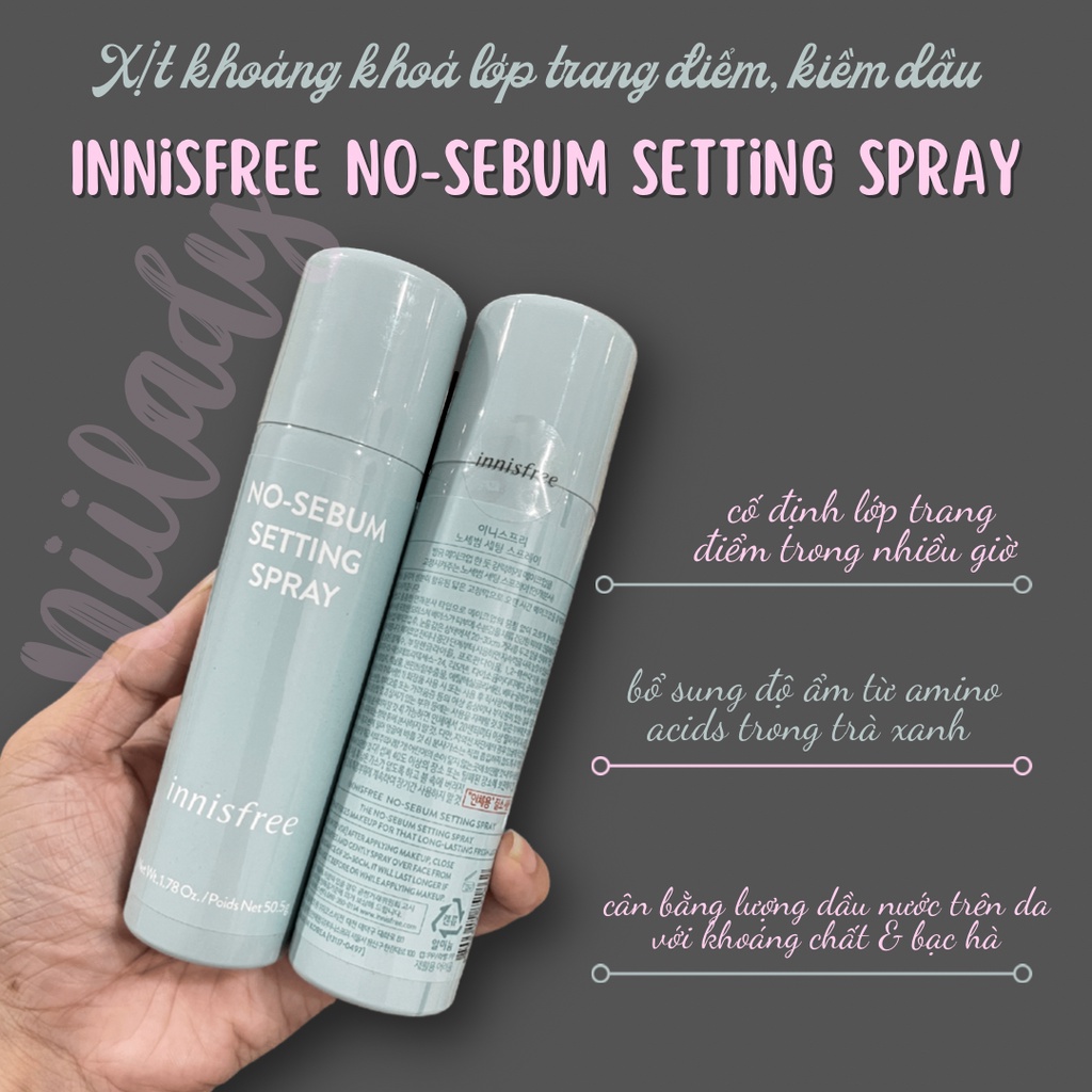 Xịt khoáng khoá lớp makeup Innisfree No Sebum Setting Spray | Shopee ...