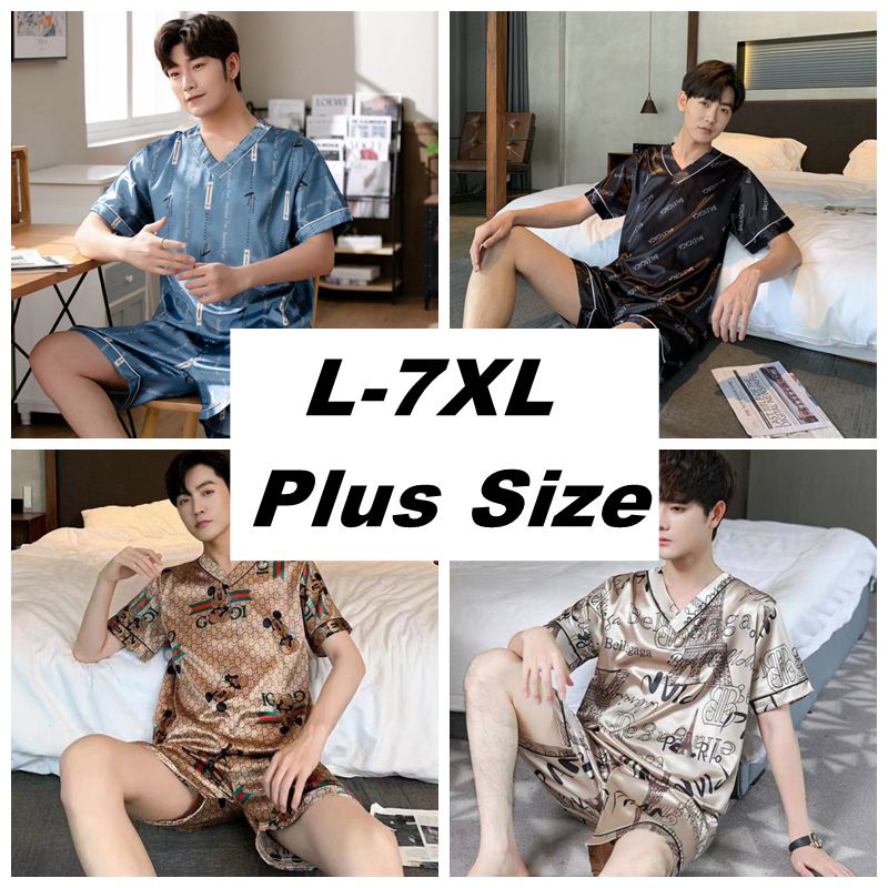 Bộ đồ ngủ vải lụa satin ngắn tay size lớn L-7xl 130kg | Shopee Việt Nam
