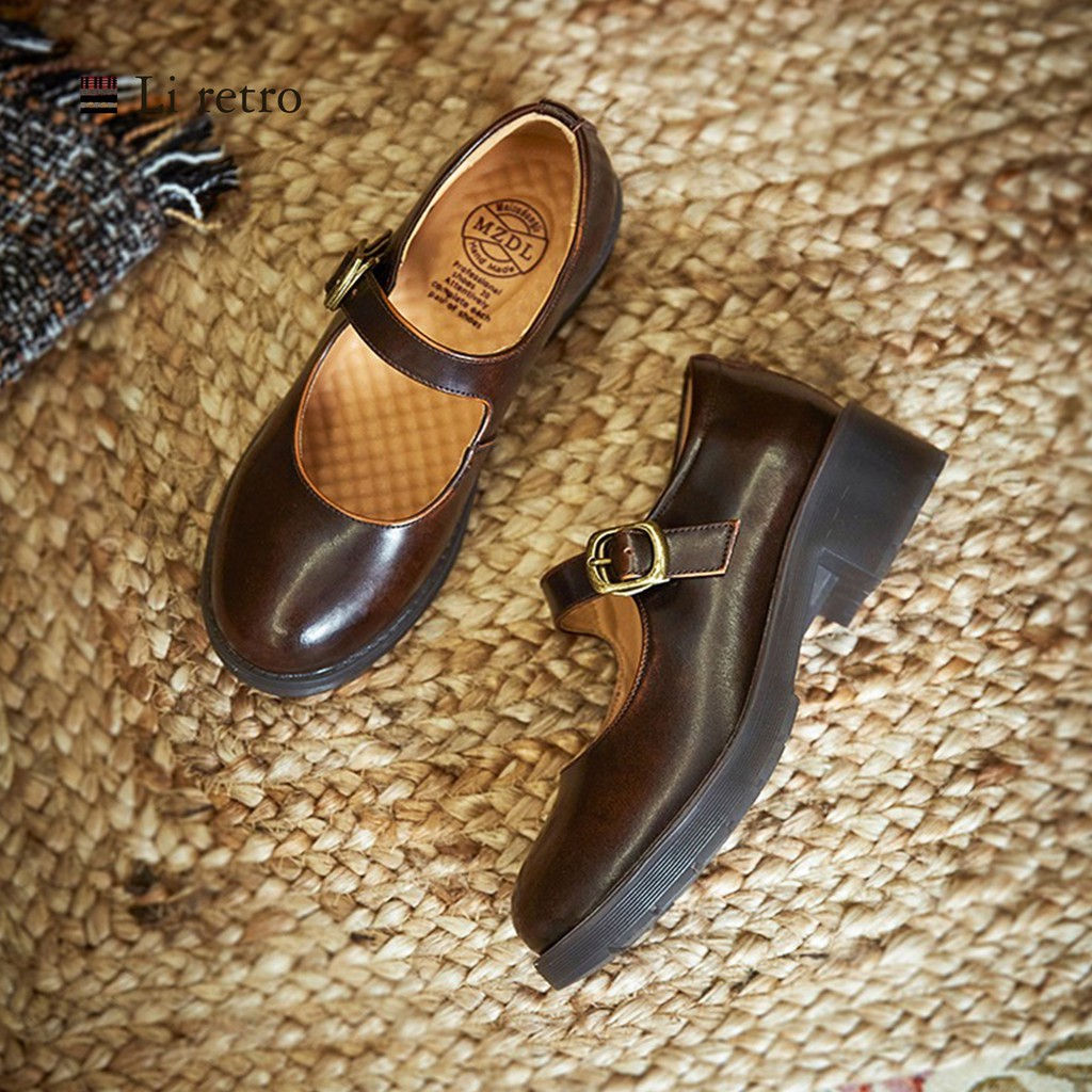 [8221] Giày Basic Mary Jane 4.5 - Giày da nữ vintage Li retro (giày da thật - genuine leather ...