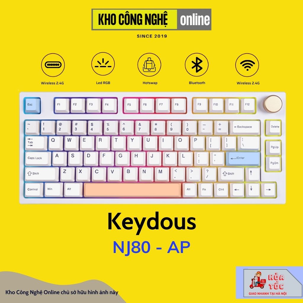 Bàn phím cơ không dây NJ80 - AP Version - Bluetooth 5.0 / Wireless 2.4G ...