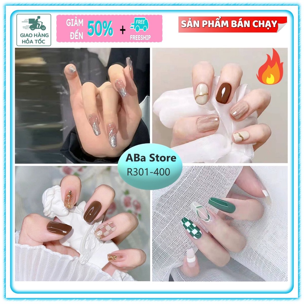 Móng tay giả mẫu hot làm nail ABa Store [R301-400] | Shopee Việt Nam