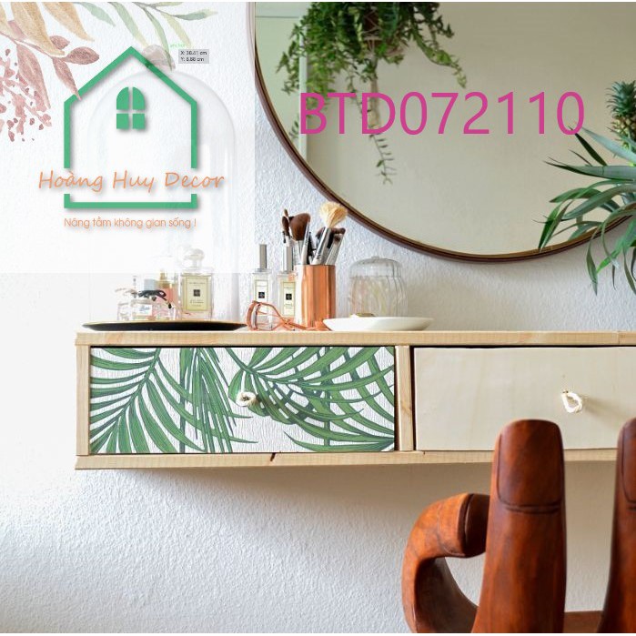 Bàn trang điểm treo tường hiện đại mix decal hoa lá Hoàng Huy Decor | Shopee Việt Nam