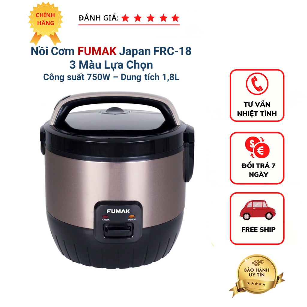 Nồi Cơm Điện Fumak Nhật Bản Chính Hãng, 3 màu, Dung Tích 1.8L, Bảo hành ...