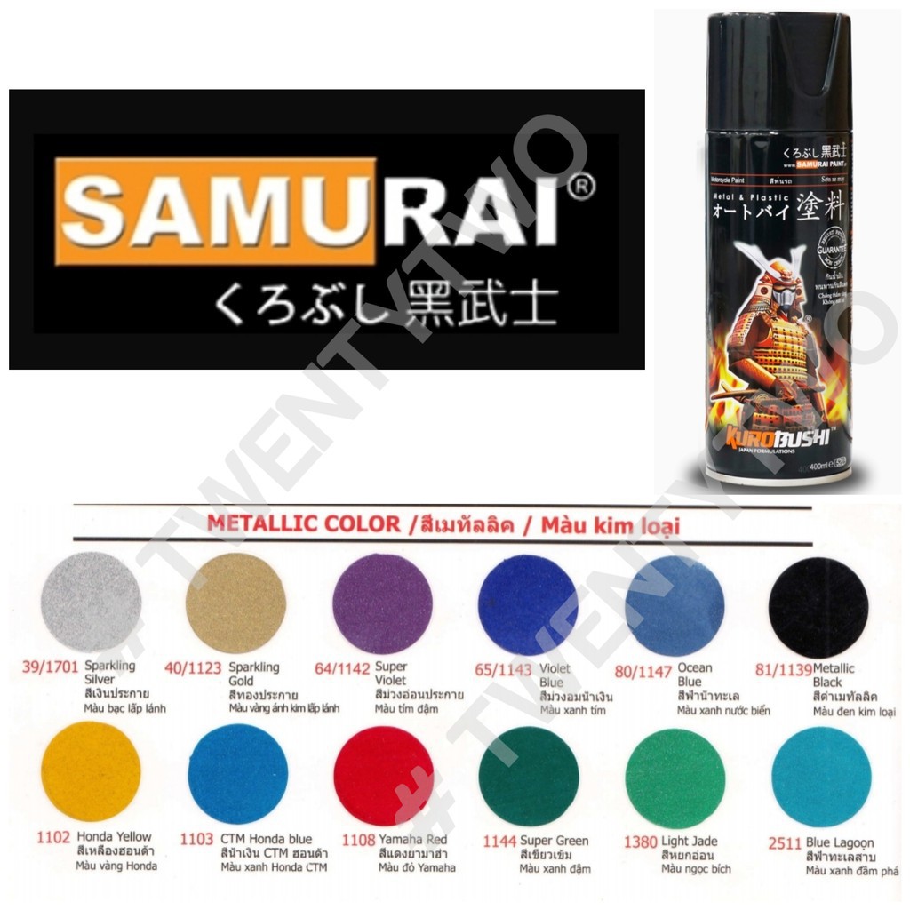 Sơn xịt SAMURAI màu Kim Loại - (12 màu lựa chọn) 1701, 1123, 1142, 1143 ...