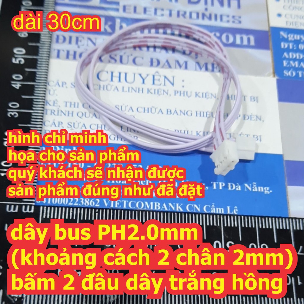 10 dây dây bus PH2.0mm PH2.0 (khoảng cách 2 chân 2mm), bấm 2 đầu dây trắng hồng, dài 30cm, các ...