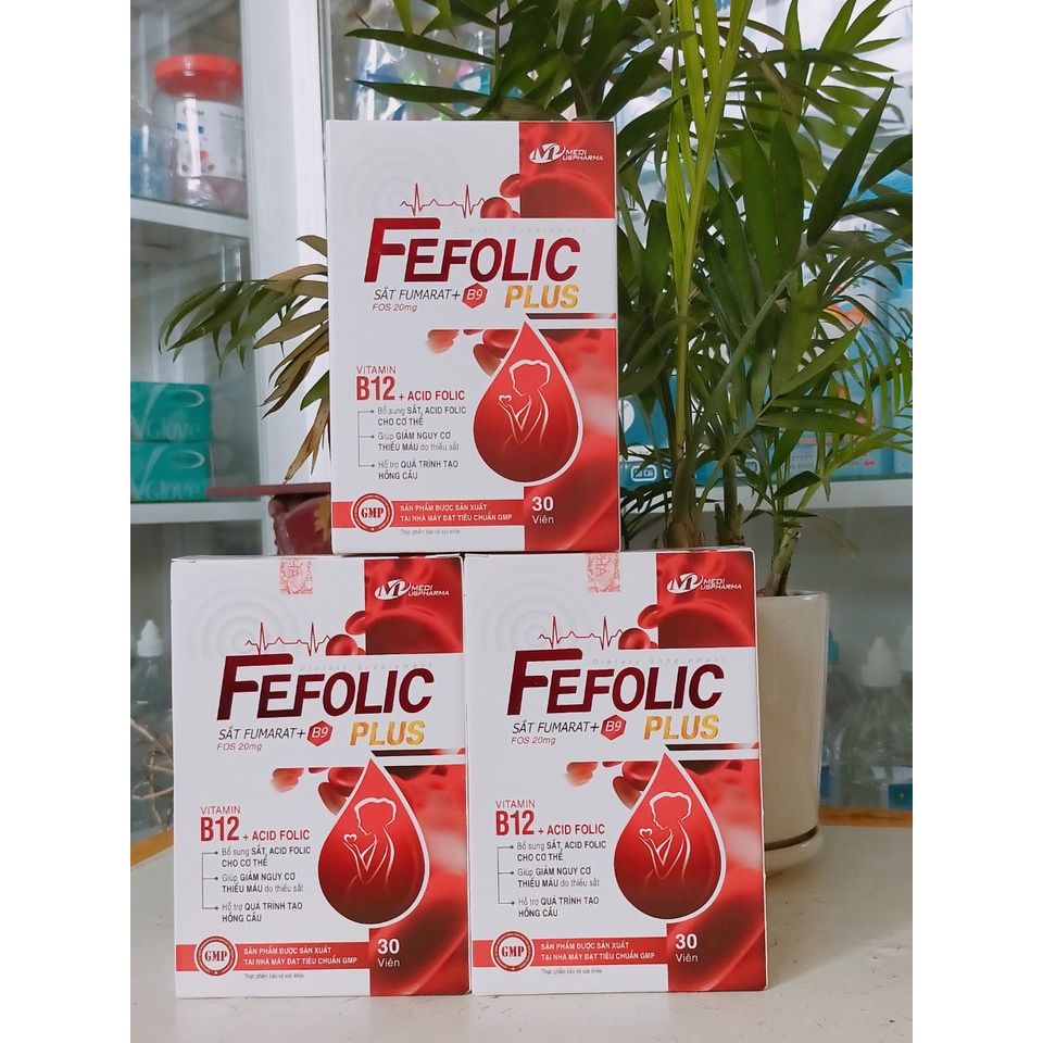 Viên Sắt FEFOLIC - Sắt Fumarat + B9 PLUS cho bà bầu hỗ trợ bổ sung và ...