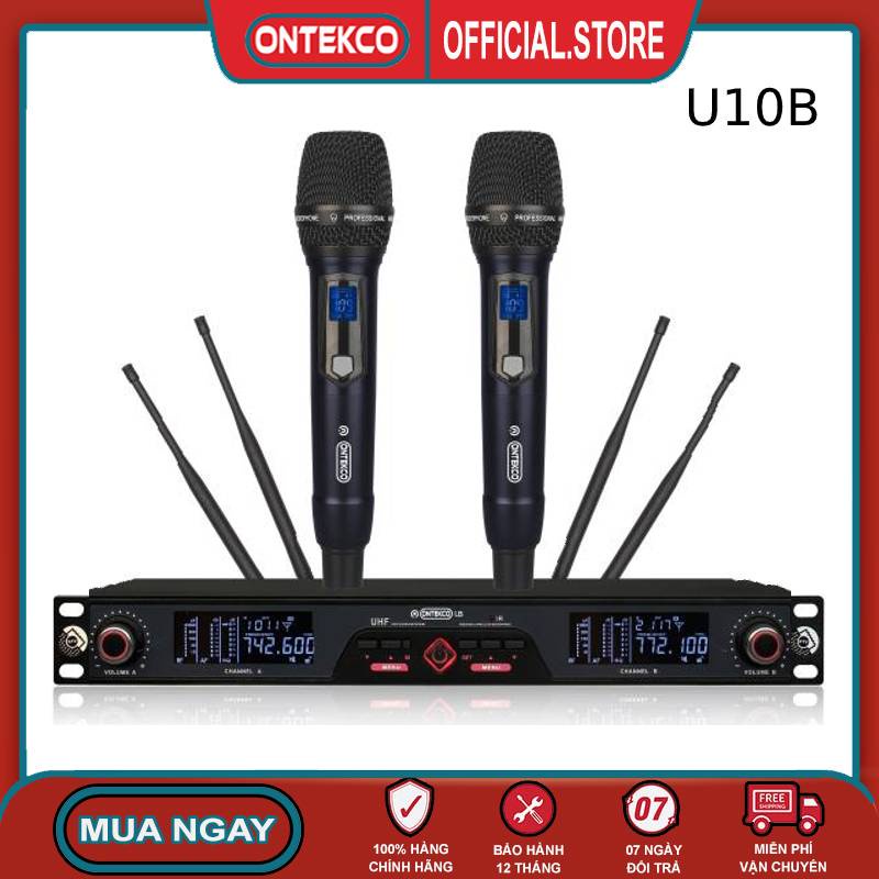 Bộ micro không dây ONTEKCO U10b hát karaoke cao cấp chính hãng | Shopee Việt Nam