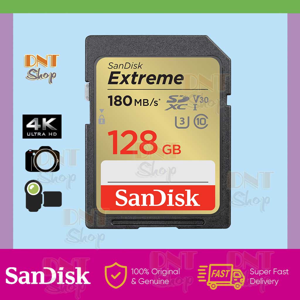 Thẻ nhớ SDXC SanDisk Extreme 128GB UHS-I U3 V30 180MB/s (SDSDXVA-128G-ANCIN) | Shopee Việt Nam
