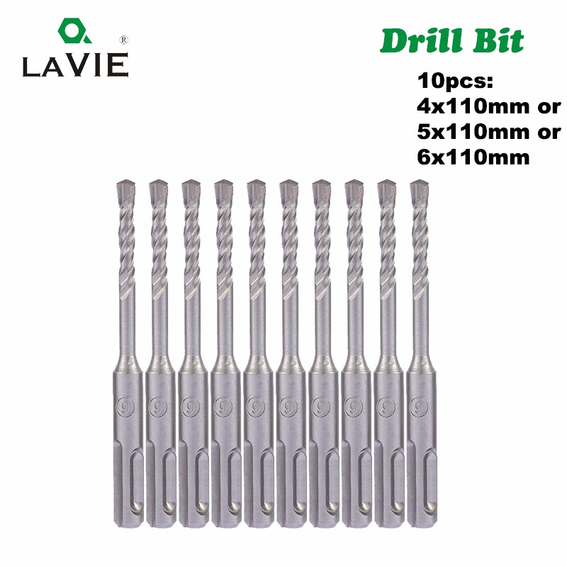 10 Bộ 4mm 5mm 6mm Búa SDS Plus Mũi khoan 110mm Bê tông Tường Masonry ...