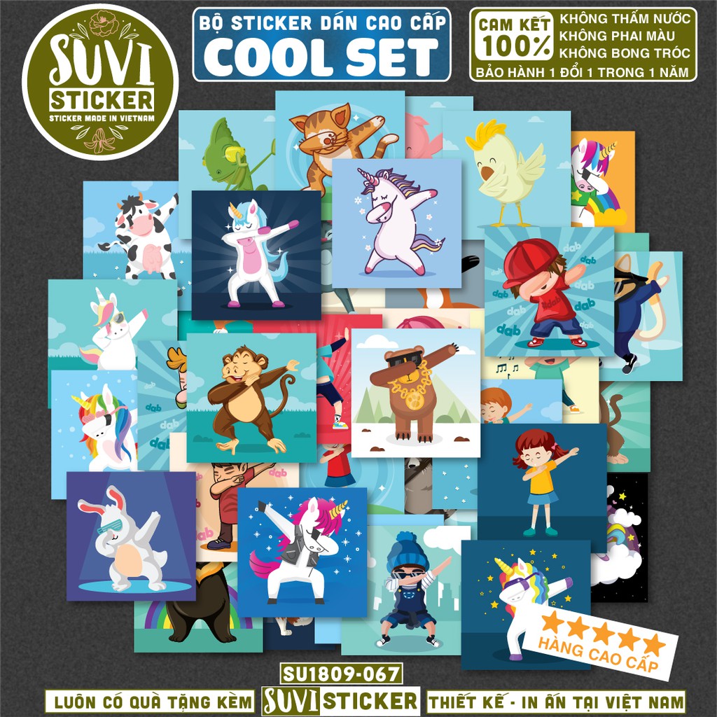 Sticker dán Cool Set chống nước sticker dán nón bảo hiểm, xe, laptop ...