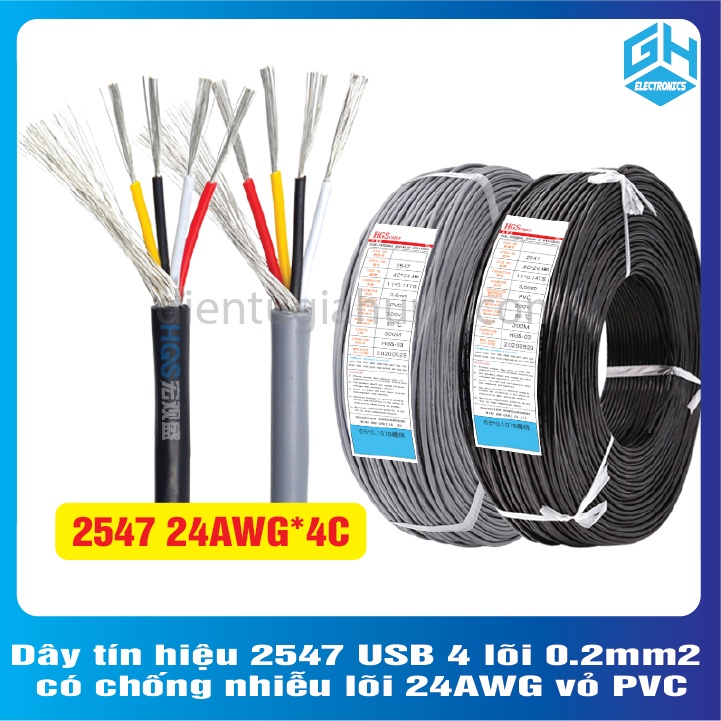 {1 Mét Dây Điện}Dây tín hiệu 2547 USB 4 lõi 0.2mm2 có chống nhiễu lõi 24AWG vỏ PVC | Shopee Việt Nam