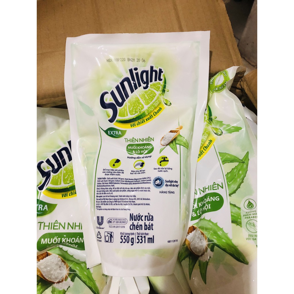 COMBO 3 bịch Nước rửa chén Trắng Sunlight 550g | Shopee Việt Nam