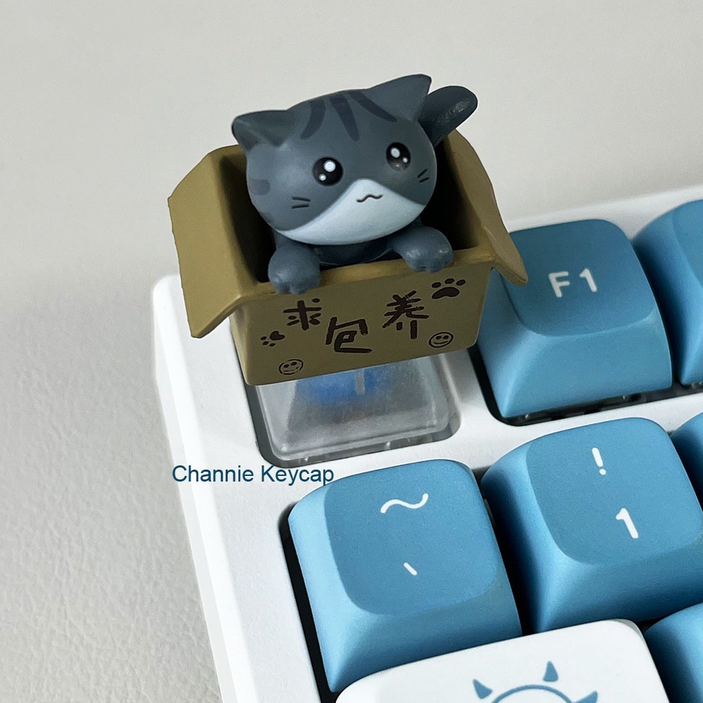 Keycap lẻ mèo ngồi trong hộp dễ thương | Shopee Việt Nam