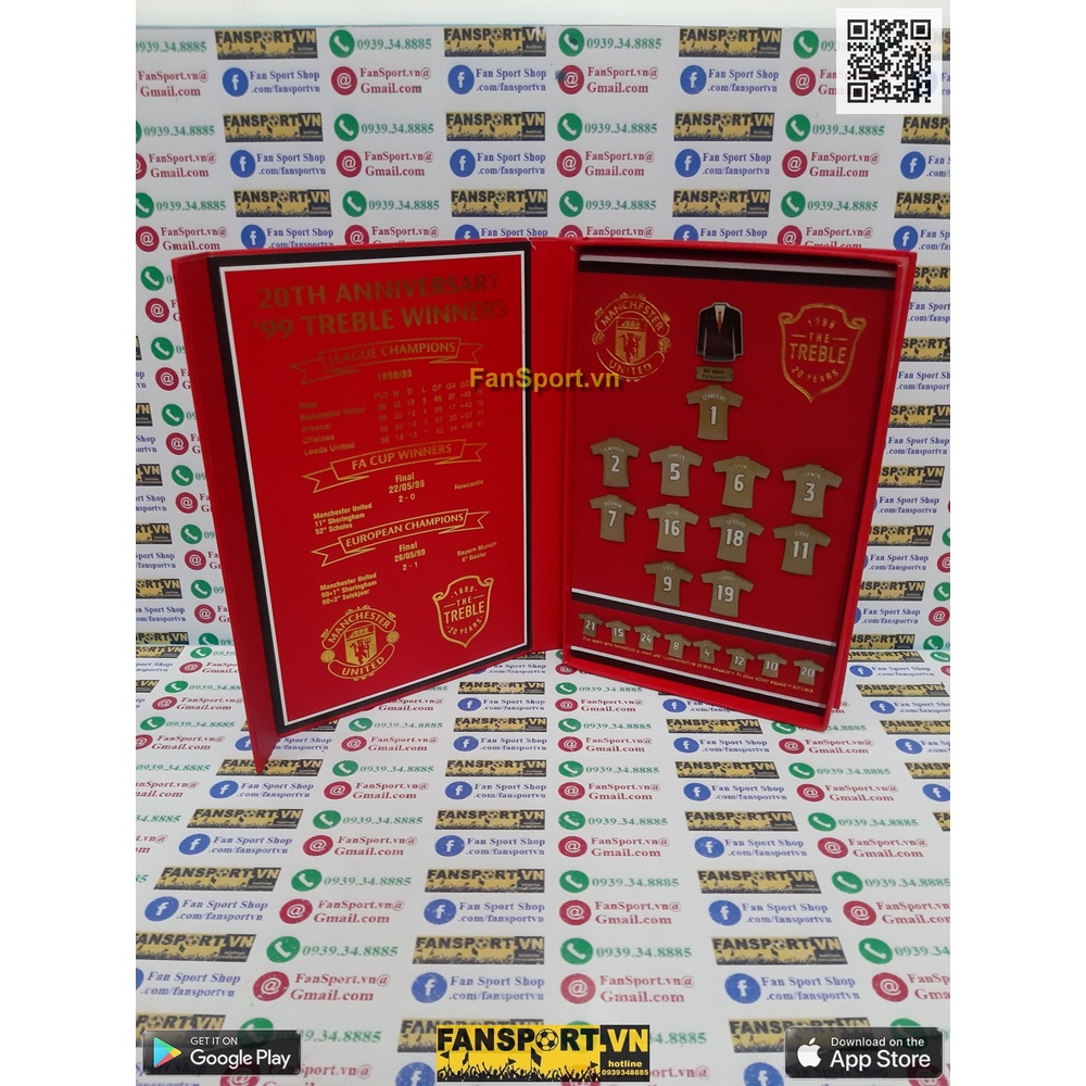 Bộ huy hiệu áo đấu Badge Manchester United 20 Anniversary 1999 Treble ...