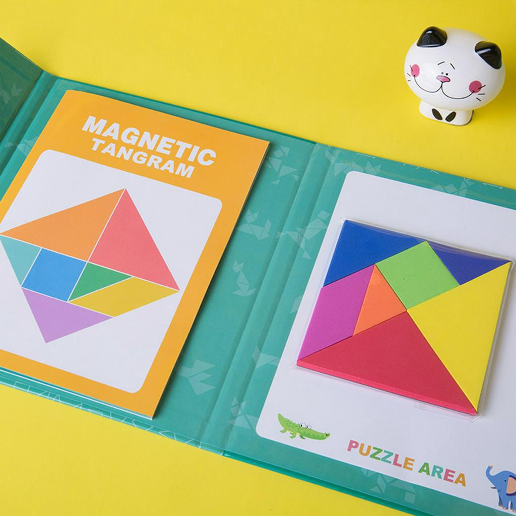 Sách xếp hình Tangram từ tính 3d bằng gỗ-Công cụ học tập hấp dẫn dành cho trẻ em-Kích thích kỹ ...