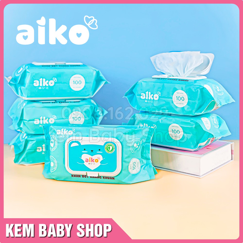 Khăn giấy ướt Aiko 100 tờ - Khăn ướt kháng khuẩn cho bé Aiko 100 tờ | Shopee Việt Nam