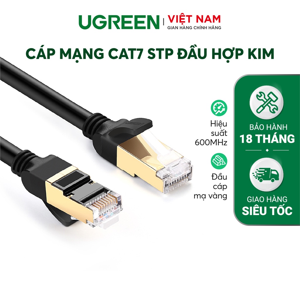 Cáp mạng CAT7 STP UGREEN NW107/ NW149 | Dạng dây tròn dài từ 0.5-25M | 2 đầu đúc bọc hợp kim ...